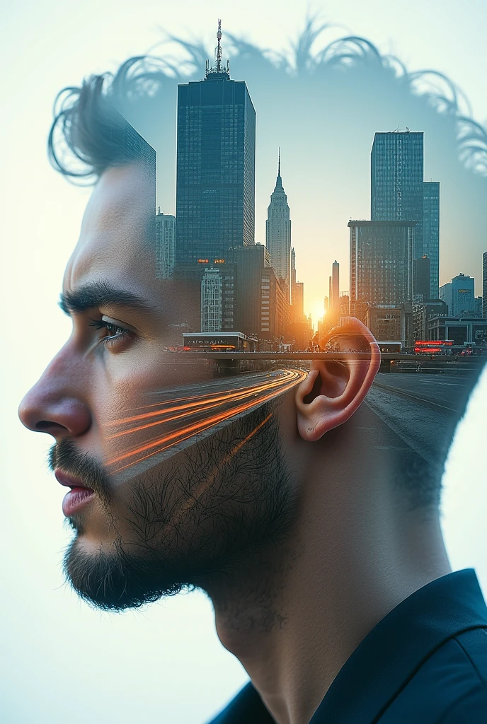 Surrealistic photo montage, multiple overlapping layers of photographs ...