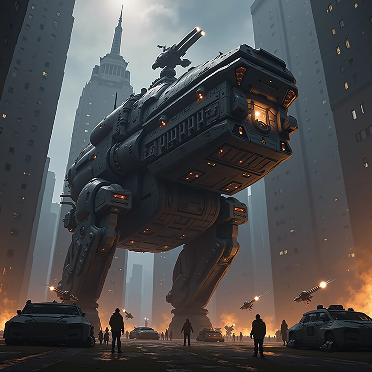 Continental siege unit viewed from low angle, showing true scale ...