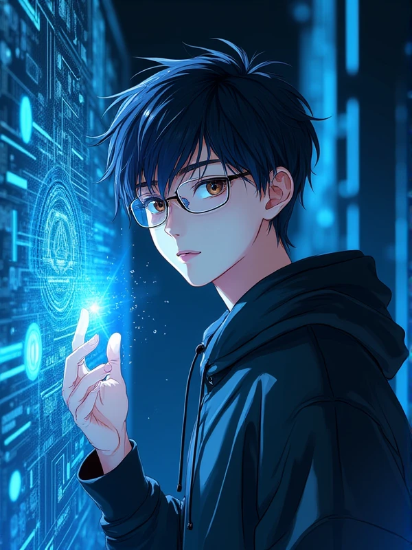 Anime manhwa cover illustration, futuristic semi-realistic style ...