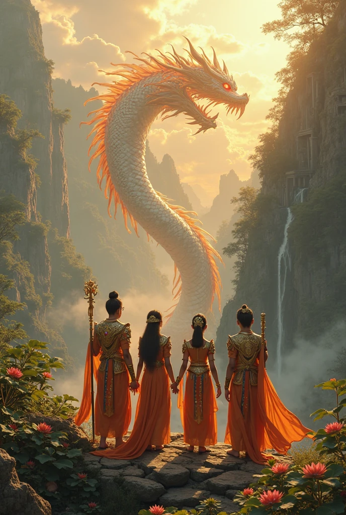 A dramatic and hyper-realistic fantasy scene portraying the heirs of ...