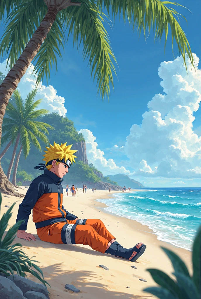 Give me image of naruto in beach - SeaArt AI