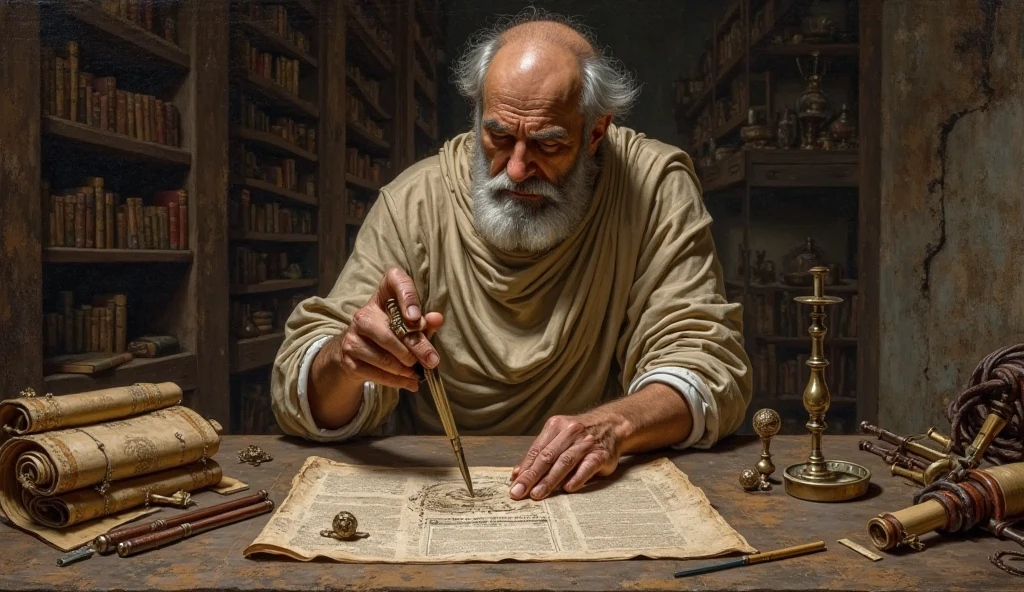 Eratosthenes measuring shadows with a stick and calculating Earth ...
