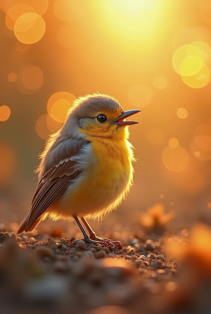 A mesmerizing close-up portrait of a gorgeous little bird illuminated ...