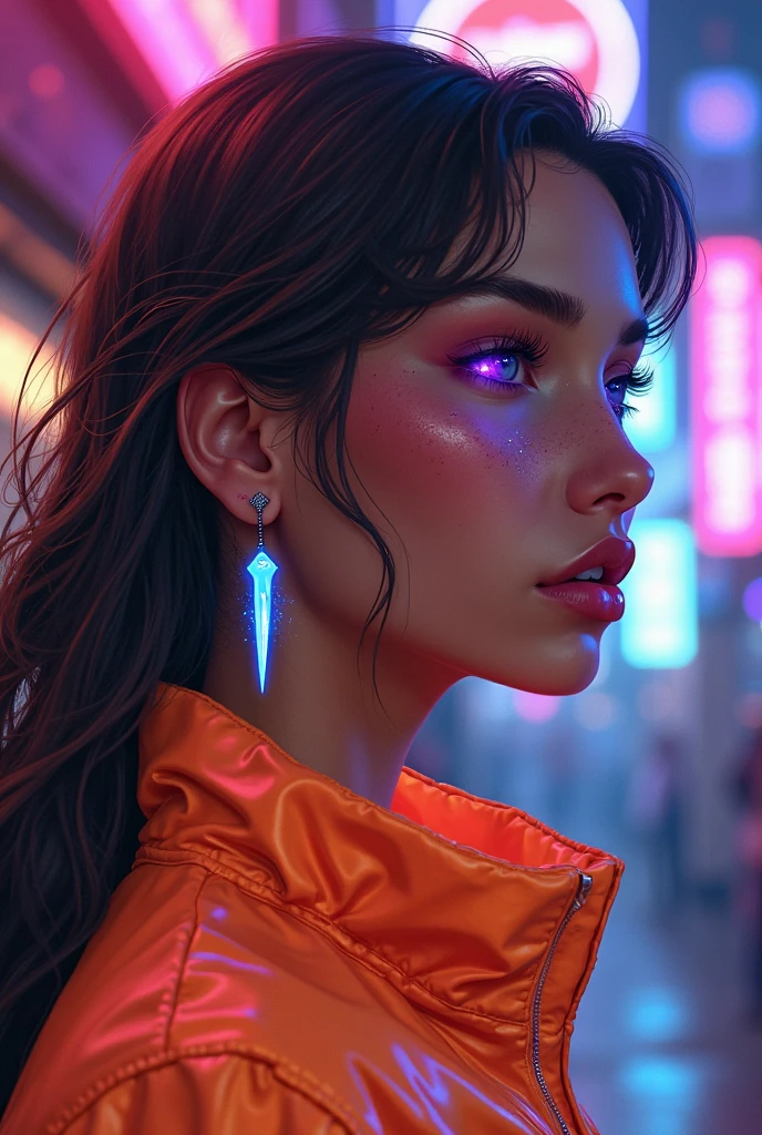 Side profile portrait of a fantasy female character with tan skin and ...