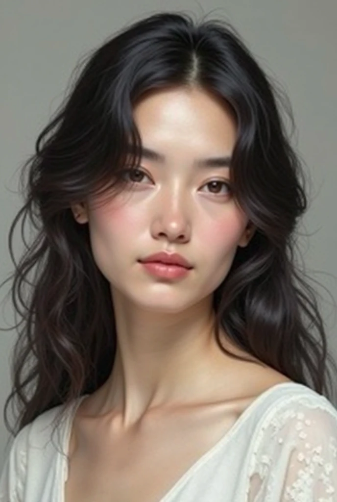 Create a realistic face without expression marks of a white woman with ...