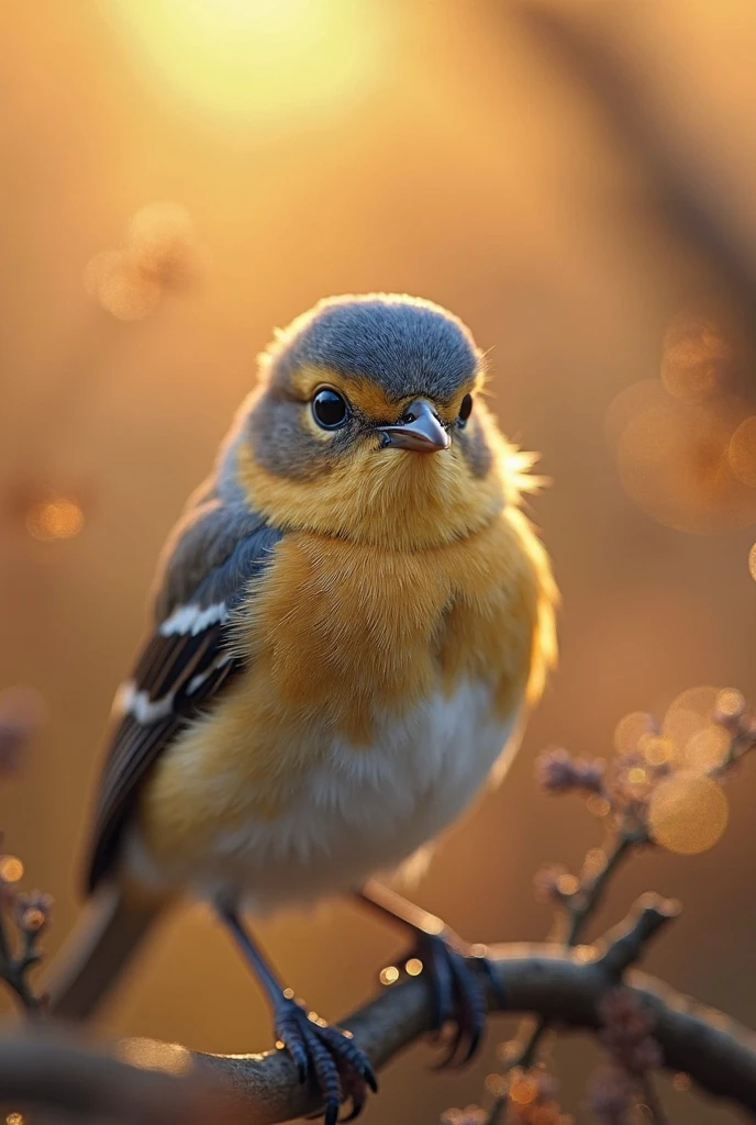 A mesmerizing close-up portrait of a gorgeous little bird illuminated ...