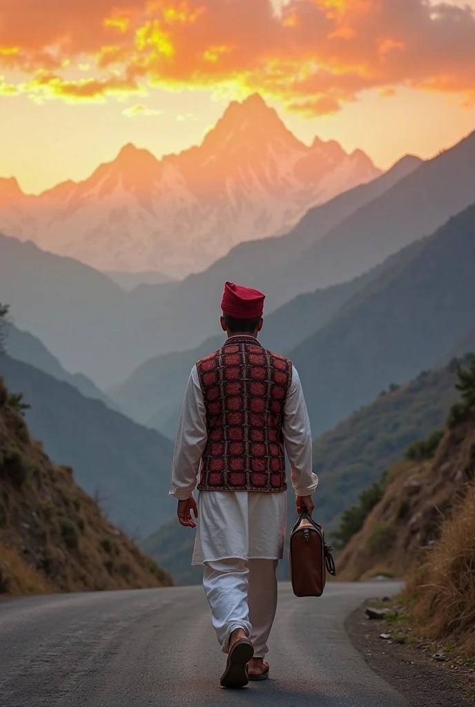 Photorealistic portrait of a Nepali man from behind, wearing ...