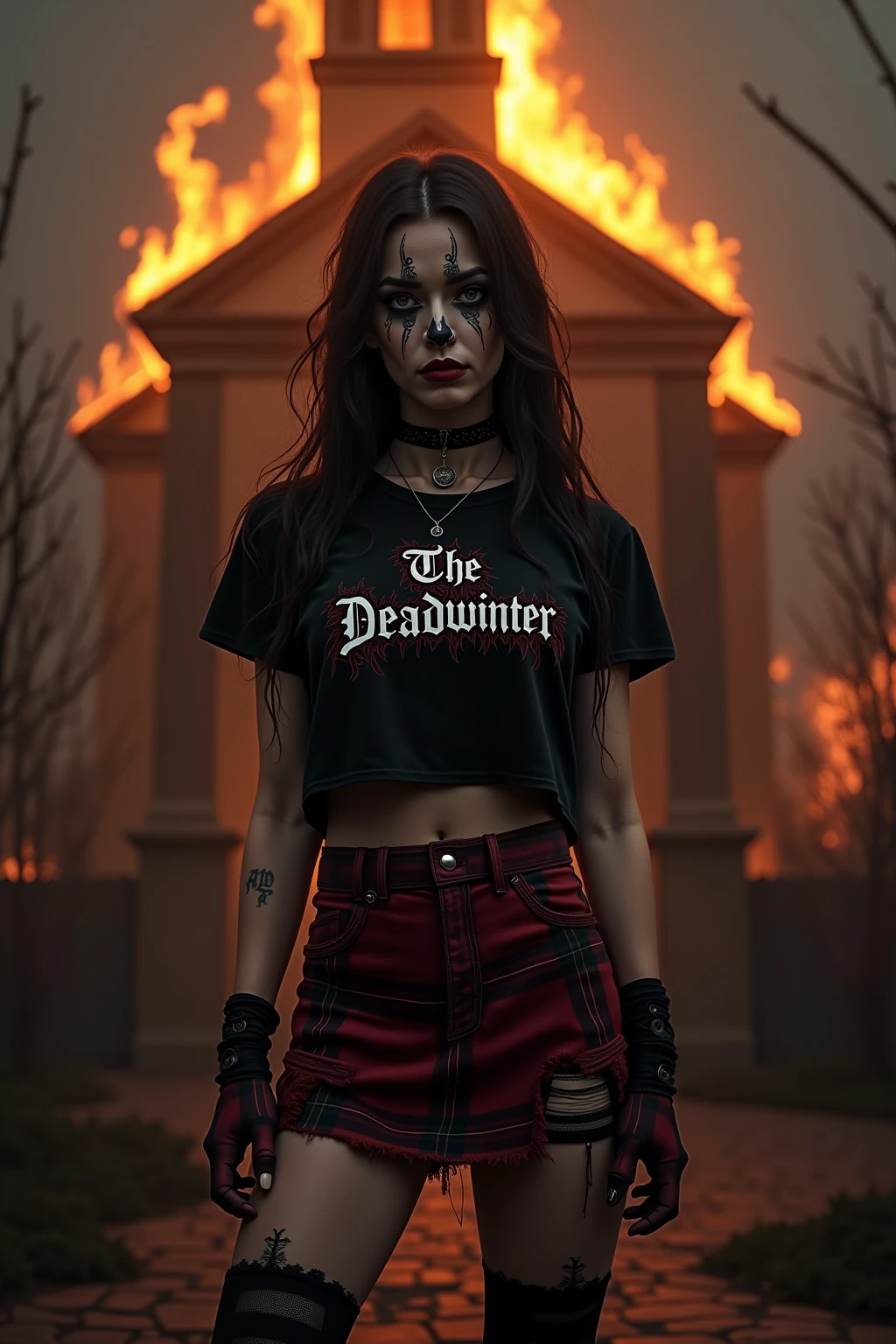 Black metal, background burning church, logo next to the background is ...