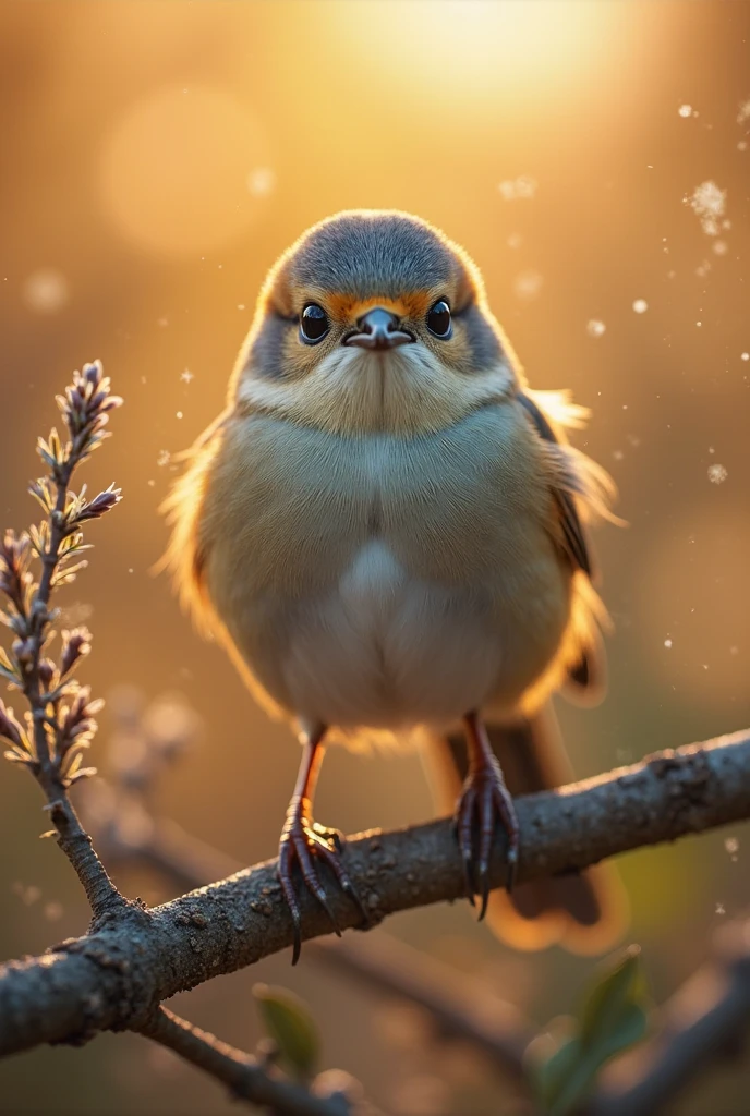 A mesmerizing close-up portrait of a gorgeous little bird illuminated ...