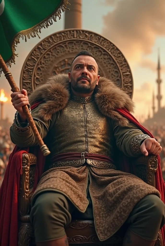 "A powerful Ottoman commander, wearing fur-lined royal armor - SeaArt AI