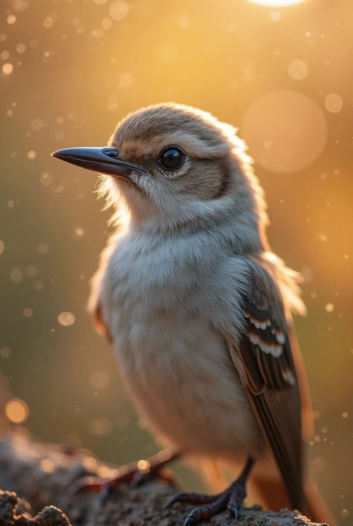 A mesmerizing close-up portrait of a gorgeous little bird illuminated ...