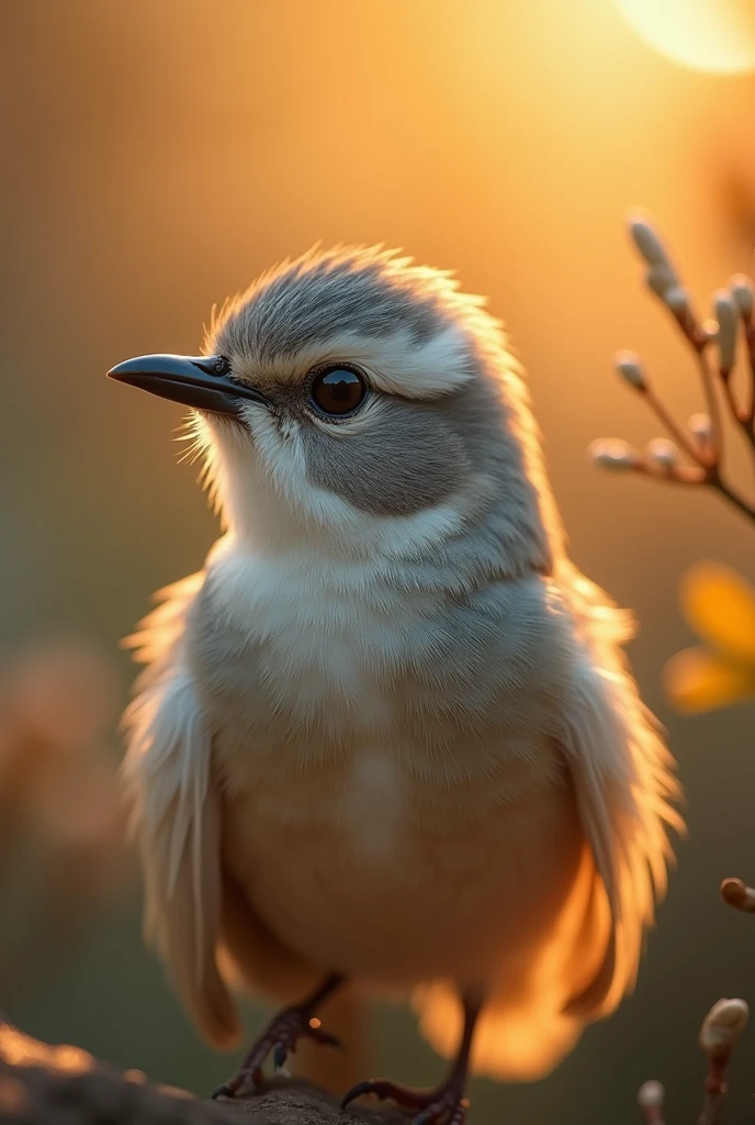 A mesmerizing close-up portrait of a gorgeous little bird illuminated ...