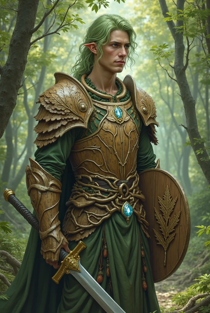 A male half-elf paladin of the god Silvanus, shown in a three - SeaArt AI