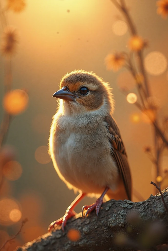 A mesmerizing close-up portrait of a beautiful little bird illuminated ...