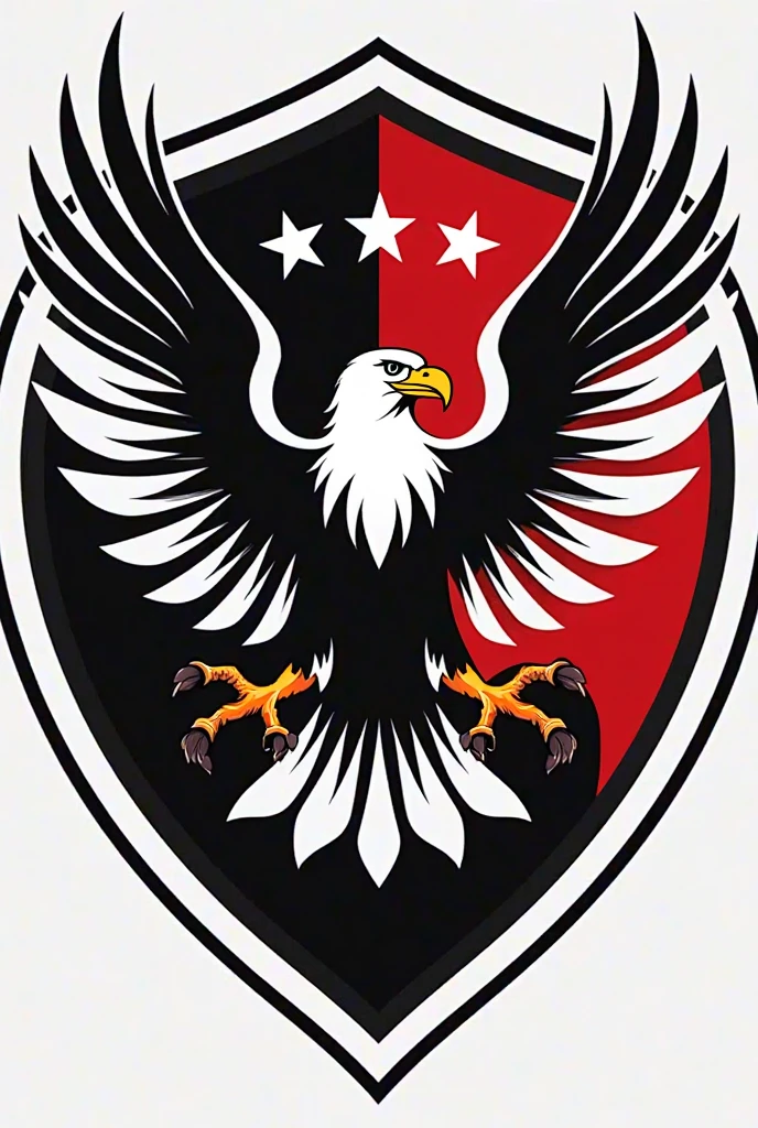 Create a new football shield with these 3 colors: black, white and red ...