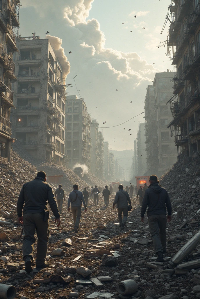 Pictures from the bombing, people searching under the rubble - SeaArt AI