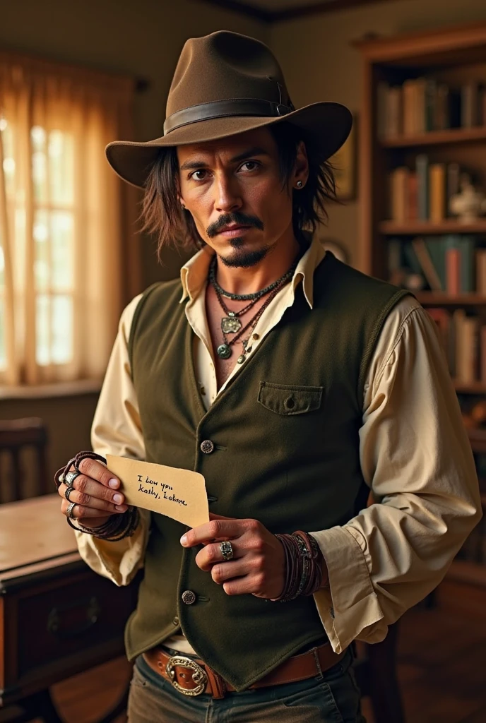 Create a high-quality, photorealistic image of Johnny Depp standing in ...