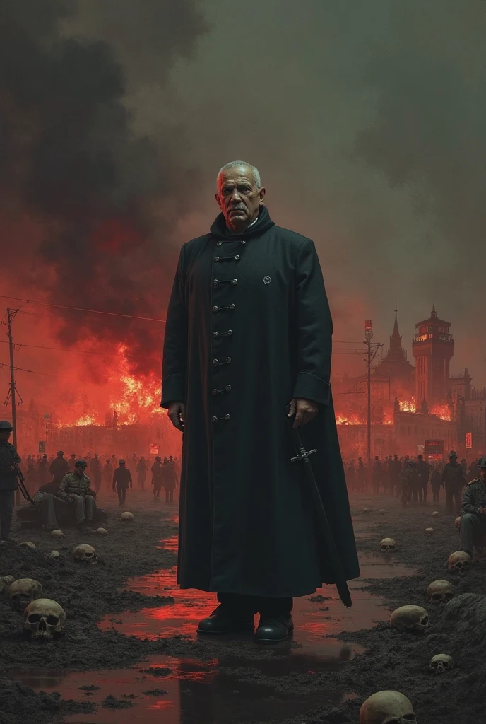 A gloomy, historical portrait of a brutal dictator in a cold - SeaArt AI