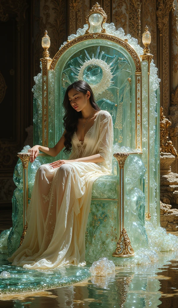 A beautiful woman as transparent as a princess in a modest dress ...