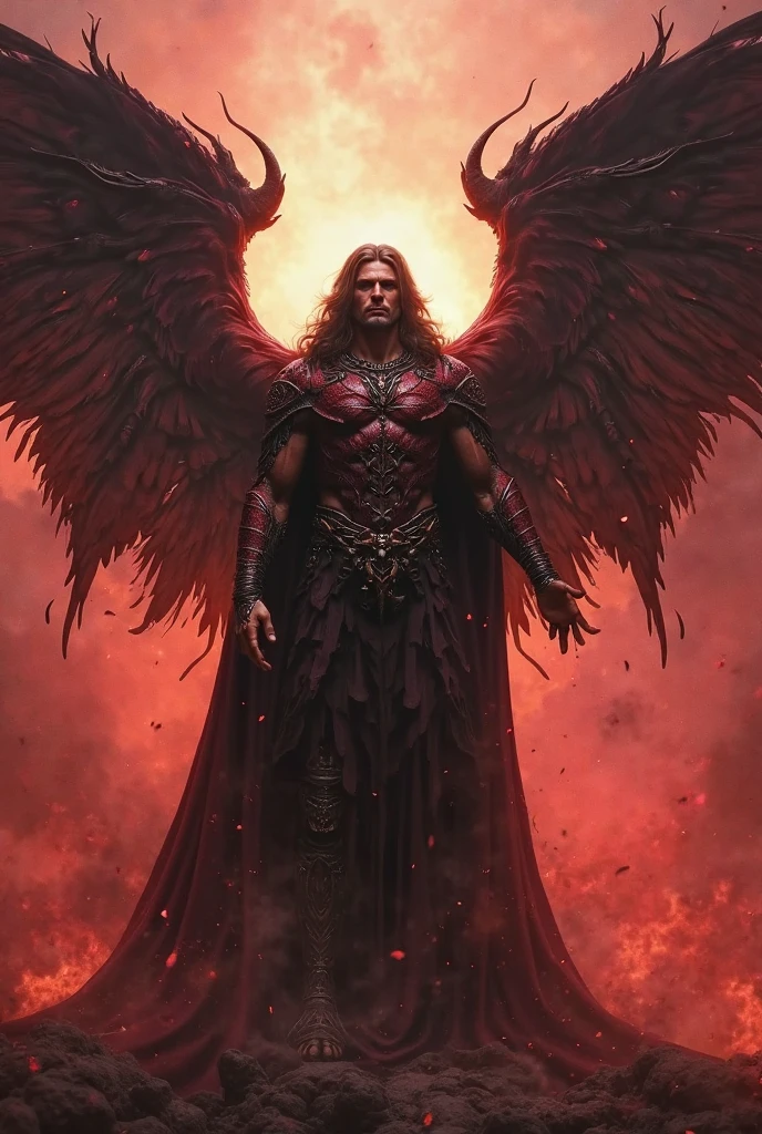 Lucifer king and god of hell with wings spread in.full splendor of ...