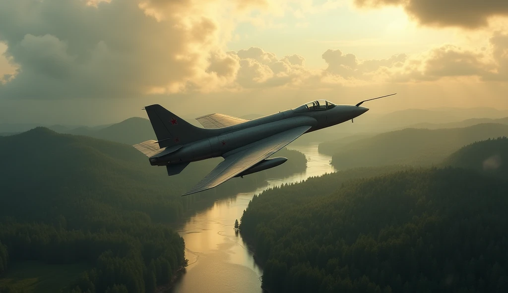 “MiG-1 flying above Eastern European forests during World War II - SeaArt AI