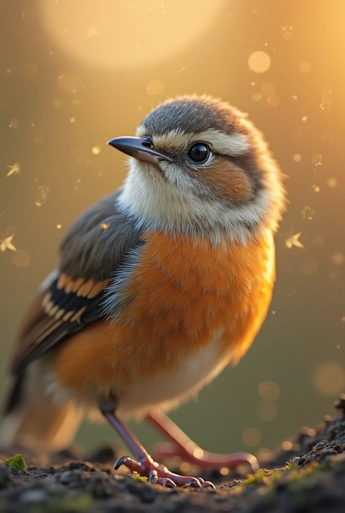A mesmerizing close-up portrait of a gorgeous little bird illuminated ...