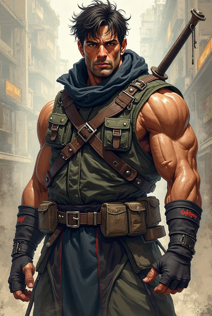 Make a man of 1,81m, de cabelo preto, olhos castanhos, pele morena - SeaArt AI