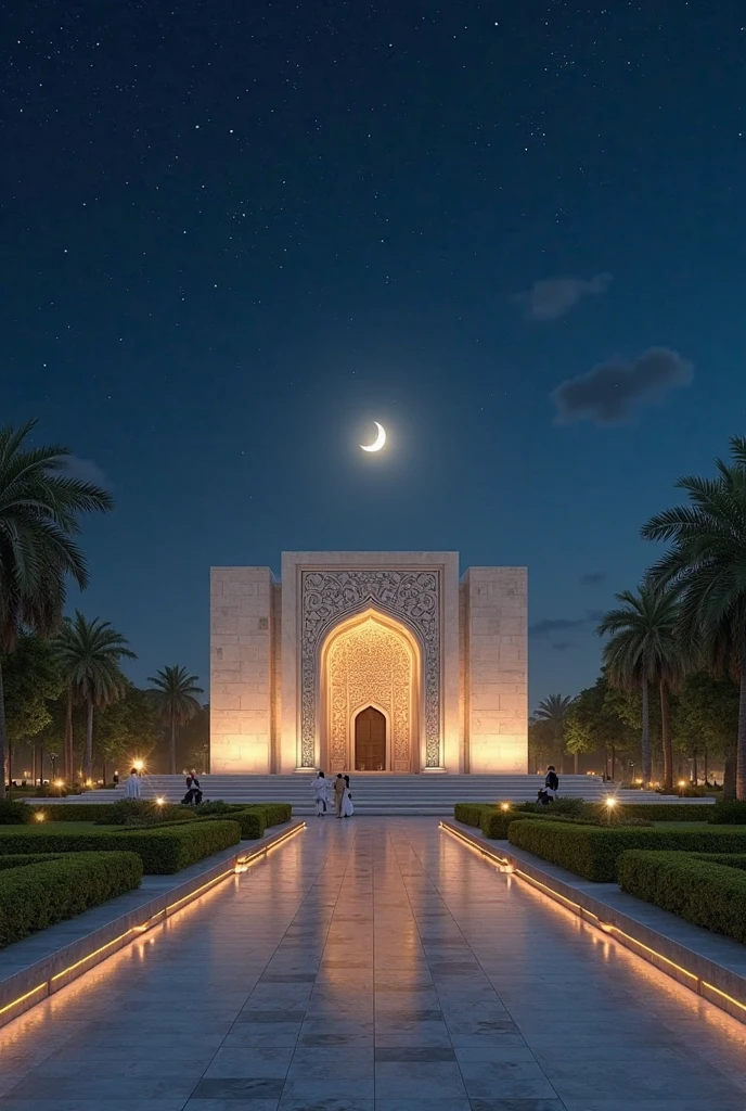 Ultra-realistic, hyper-detailed night-time view of Mazar-e-Quaid in ...