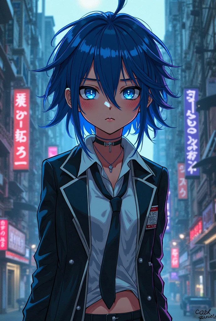 Cheeky useewa, character like Naoto, aggressive posture, disheveled ...