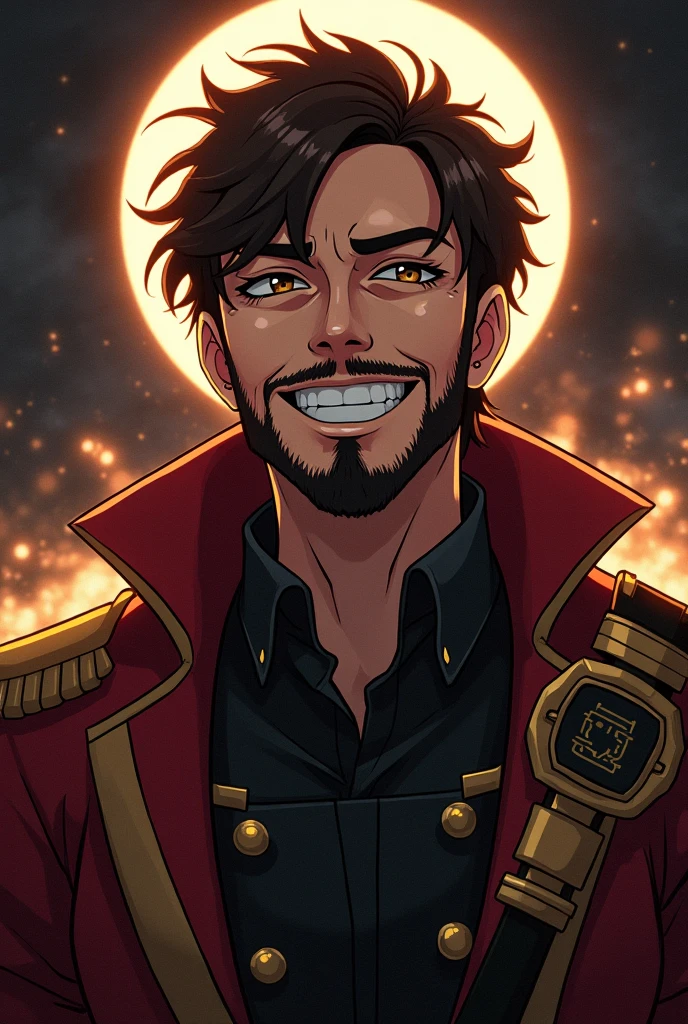 Anime guy in his thirties, short beard short brown hair Sarcastic ...