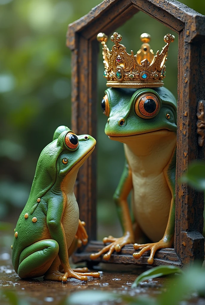 Frog looks in mirror and in mirror his face swaps so seornag king 8k ...