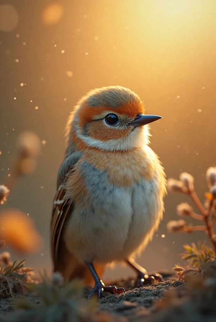 A mesmerizing close-up portrait of a gorgeous little bird illuminated ...