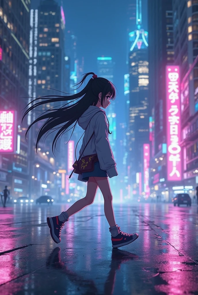 A series of sequential shots of an anime character walking in a ...