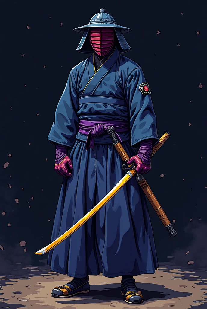乐高艺A kendo practitioner standing in a calm pose, wearing a deep blue ...