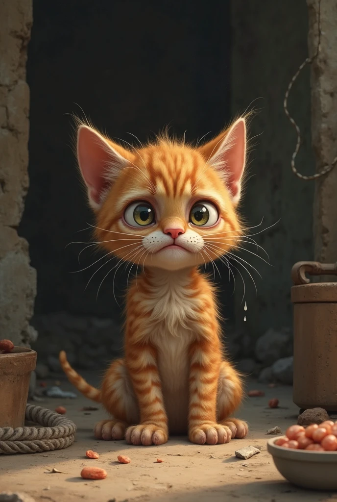 Orange baby cat,tiny,small,poor cat,crying,hungry face,sad, he is in ...