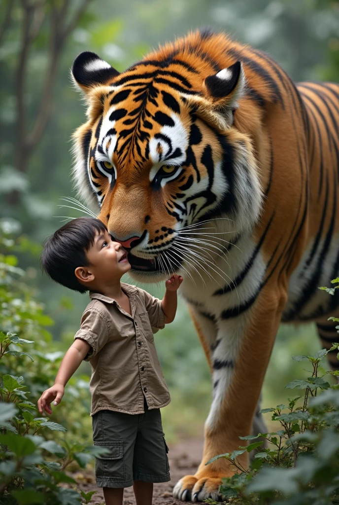A 5 year old Indonesian boy with bald hair who was playing with a white ...