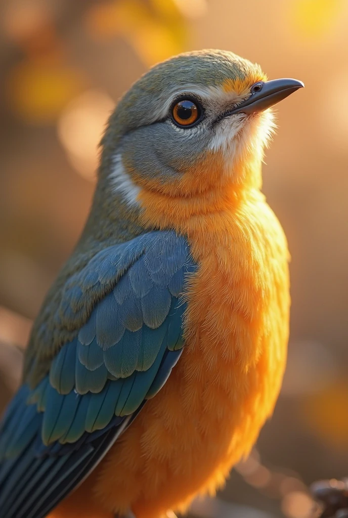 A mesmerizing close-up portrait of a gorgeous little bird illuminated ...