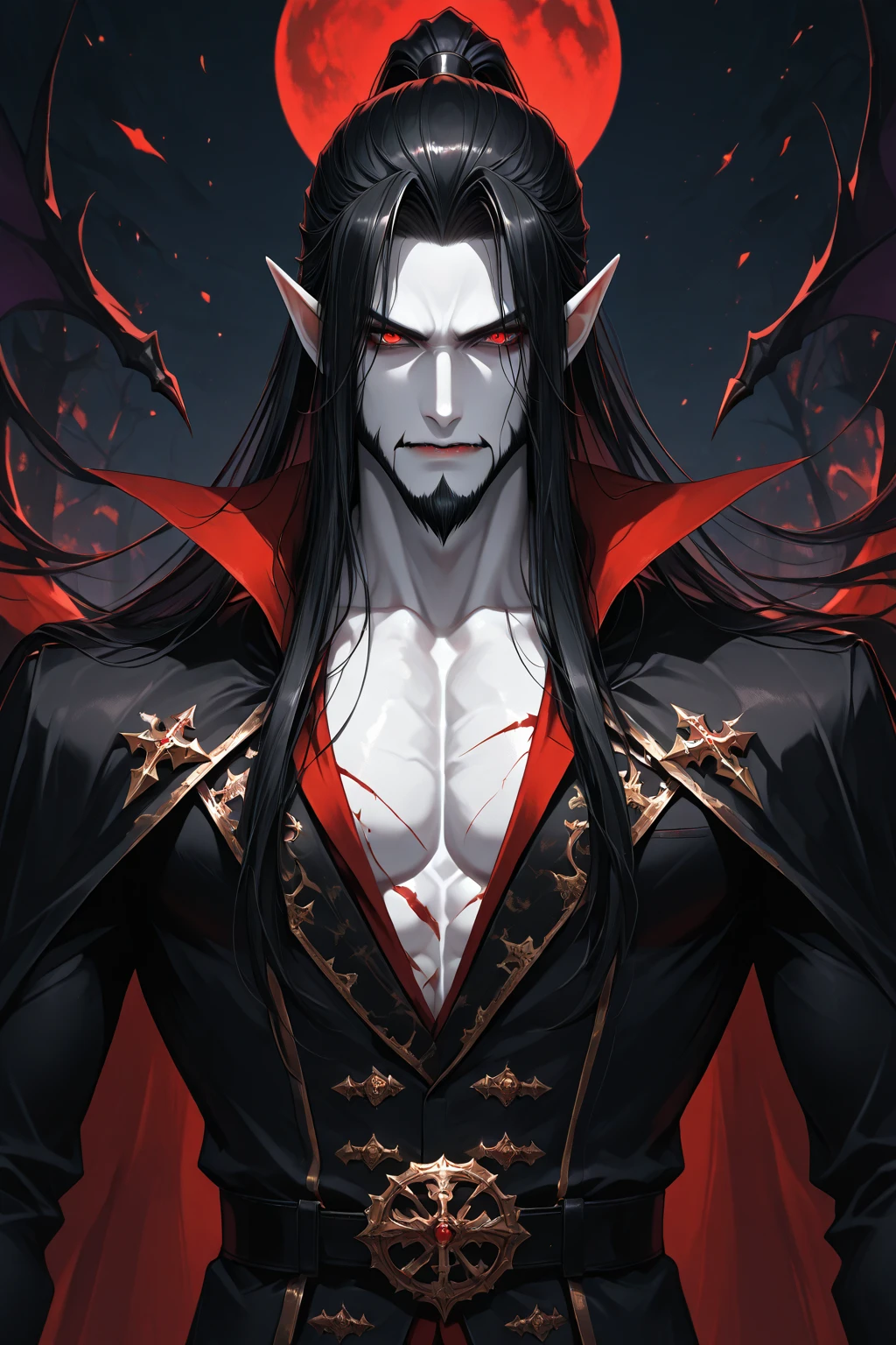 A close up of a person with a vampire costume on - SeaArt AI