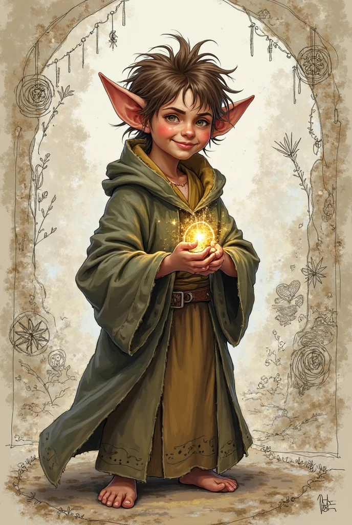 1guy, dnd, fantasy, sketch style, reference page, halfling, brown hair ...