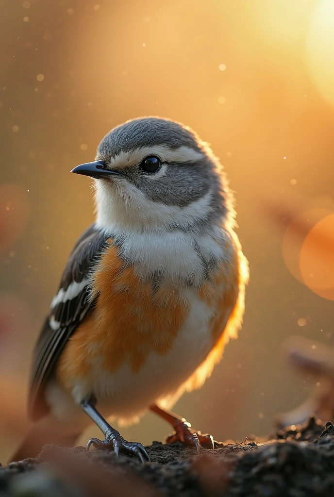A mesmerizing close-up portrait of a gorgeous little bird illuminated ...