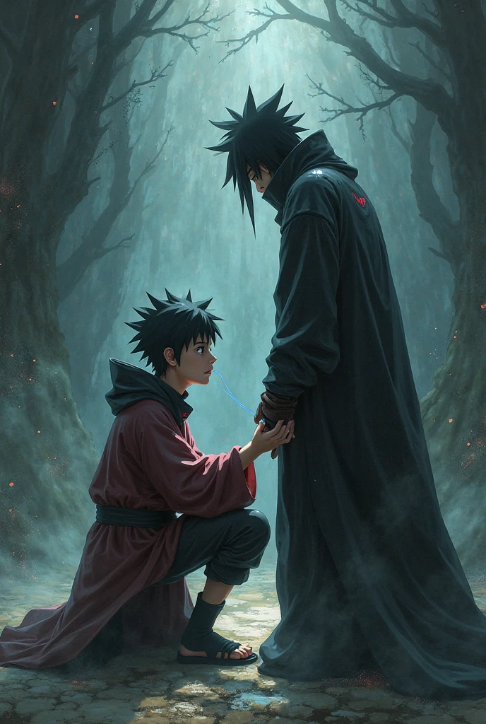 Boruto Uzumaki lick feet Sasuke Uchiha - SeaArt AI