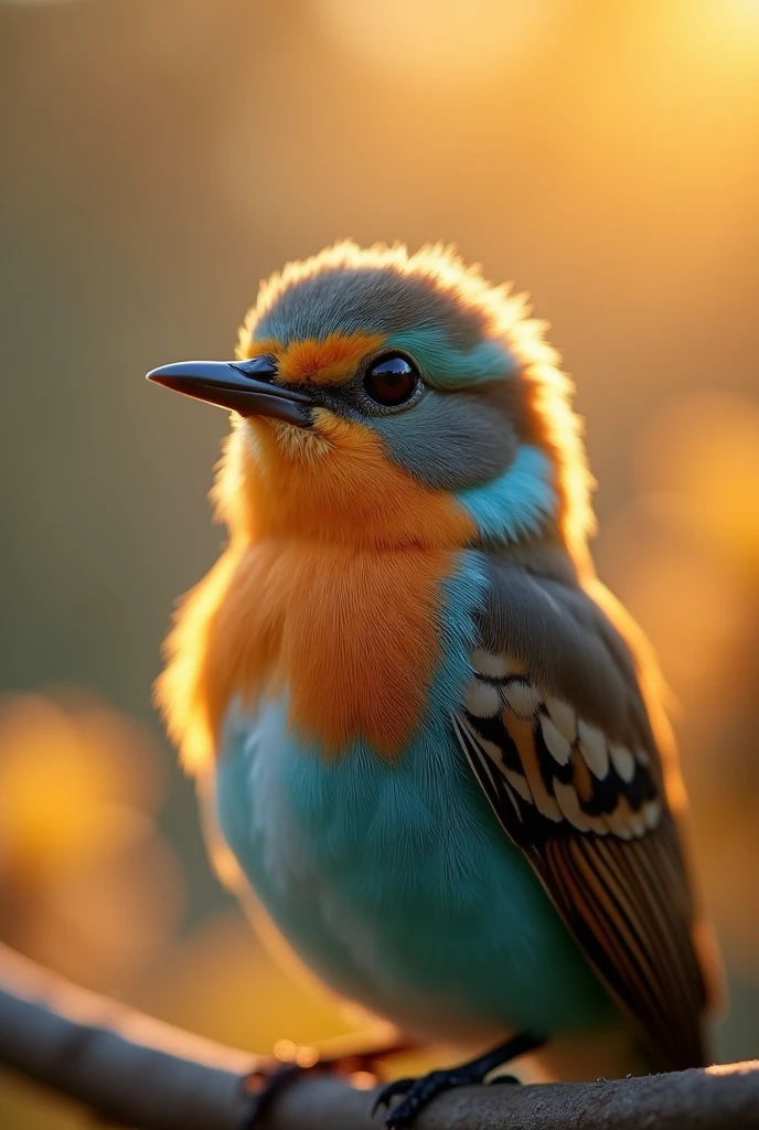 A mesmerizing close-up portrait of a gorgeous little bird illuminated ...