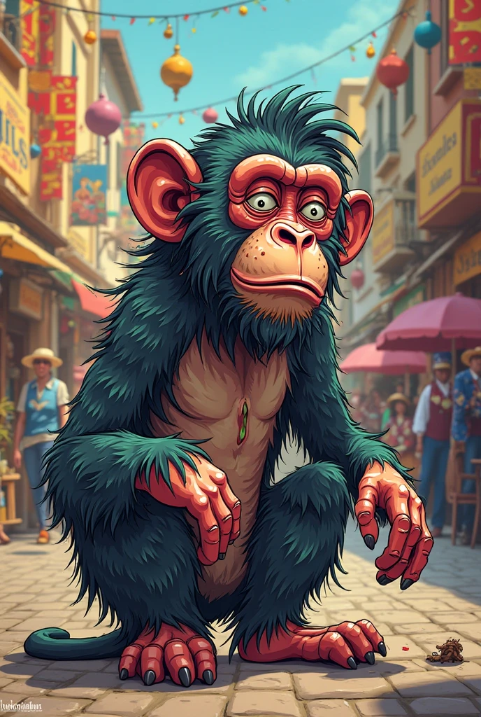 I want a monkey that can be seen to have used drugs with a classic ...