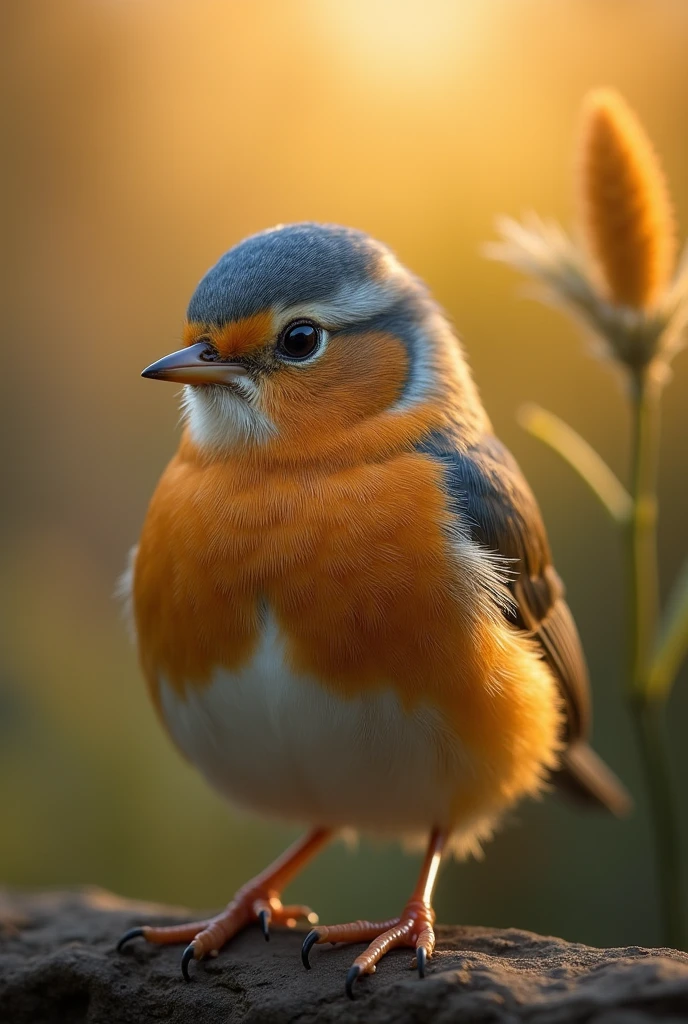A mesmerizing close-up portrait of a gorgeous little bird illuminated ...