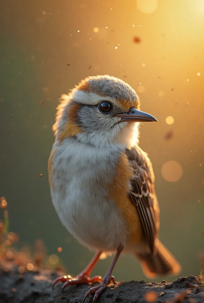 A mesmerizing close-up portrait of a gorgeous little bird illuminated ...