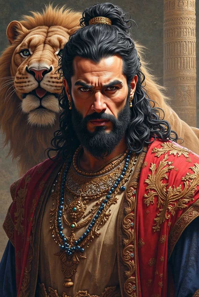Persian king Warrior realism color face babak khoramdin,portrait ...