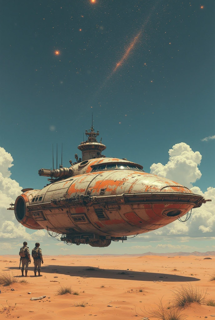 A bowl-shaped spaceship 、small spaceship 、The round ship、is anchored at ...