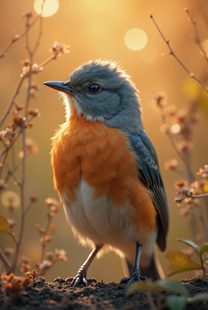 A mesmerizing close-up portrait of a gorgeous little bird illuminated ...