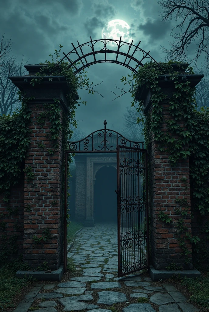 Ultra-realistic cinematic horror scene, 150-year-old abandoned Indian ...
