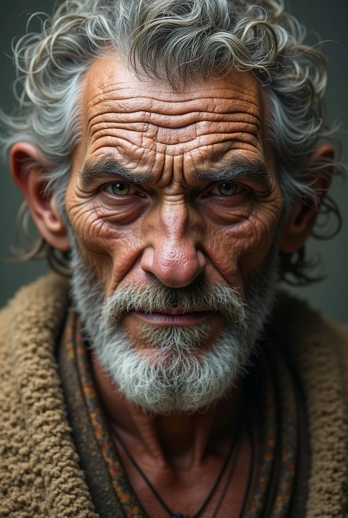 Generate a neolithic face from the pre historic age make it portrait ...